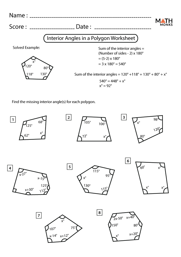 Angles In Polygons Worksheets Math Monks - TraingleWorksheets.com Angles In Polygons Worksheets Math Monks - TraingleWorksheets.com