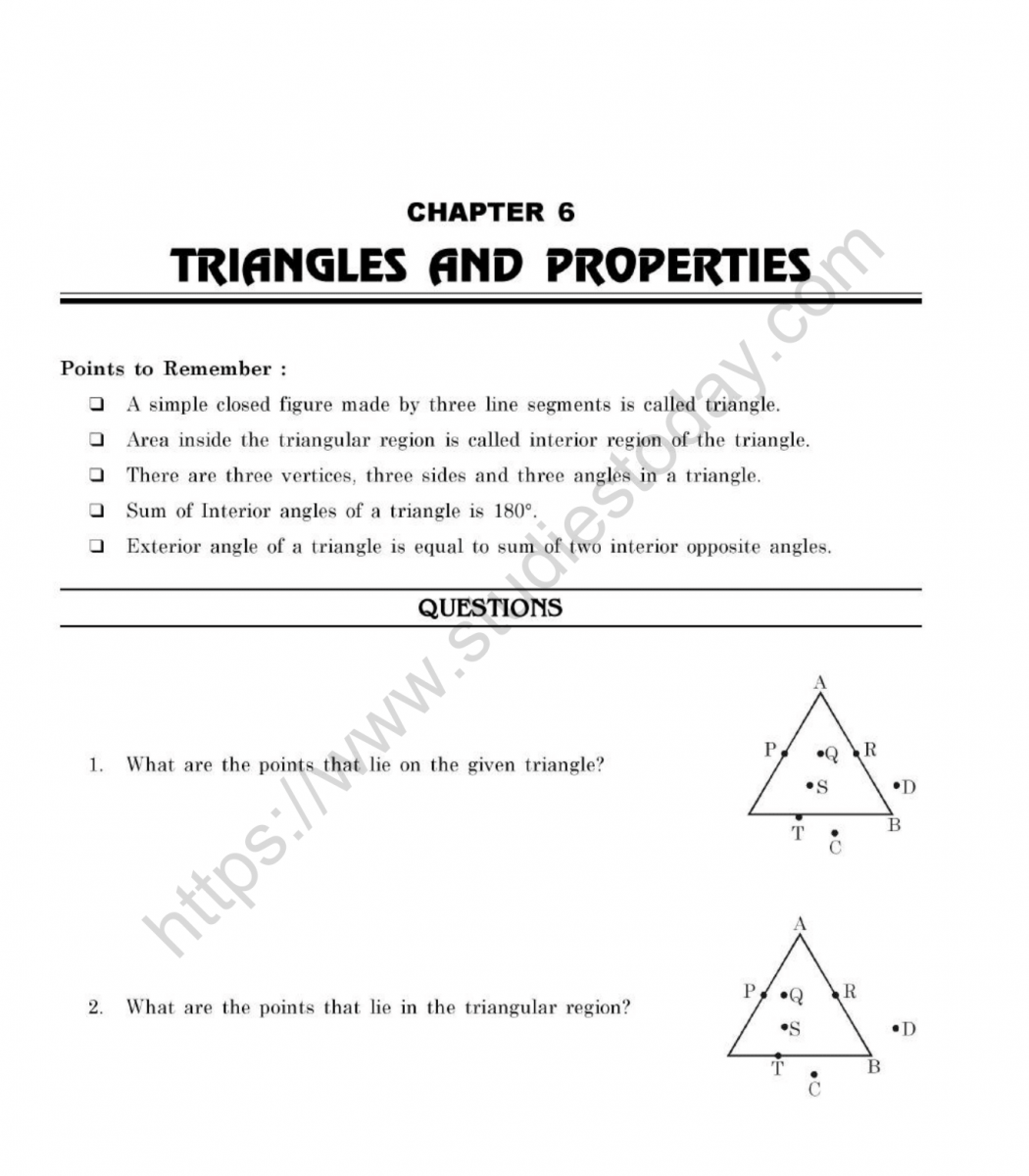 CBSE Class 7 Mental Maths Triangles And Properties Worksheet ... CBSE Class 7 Mental Maths Triangles And Properties Worksheet ...