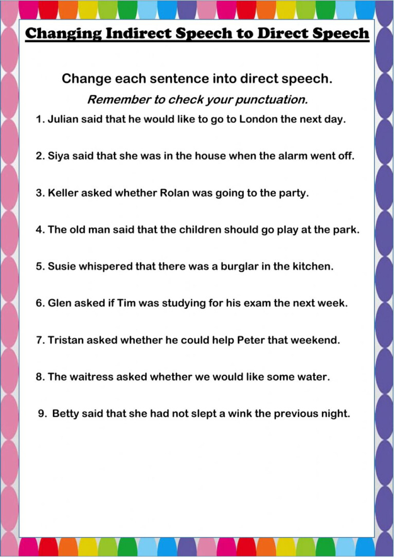 Indirect To Direct Speech Interactive Worksheet - TraingleWorksheets.com Indirect To Direct Speech Interactive Worksheet - TraingleWorksheets.com