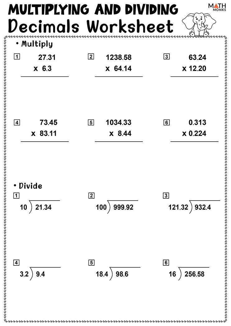 Multiplying And Dividing Decimals Worksheets Math Monks ... Multiplying And Dividing Decimals Worksheets Math Monks ...
