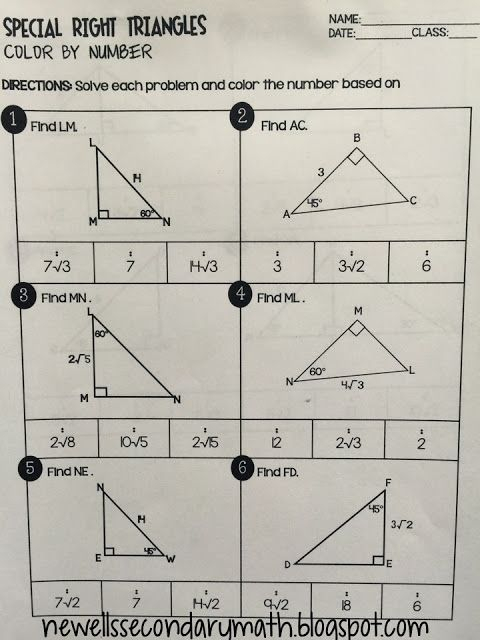 Special Right Triangles Coloring Activity Worksheet Answer Key ... Special Right Triangles Coloring Activity Worksheet Answer Key ...