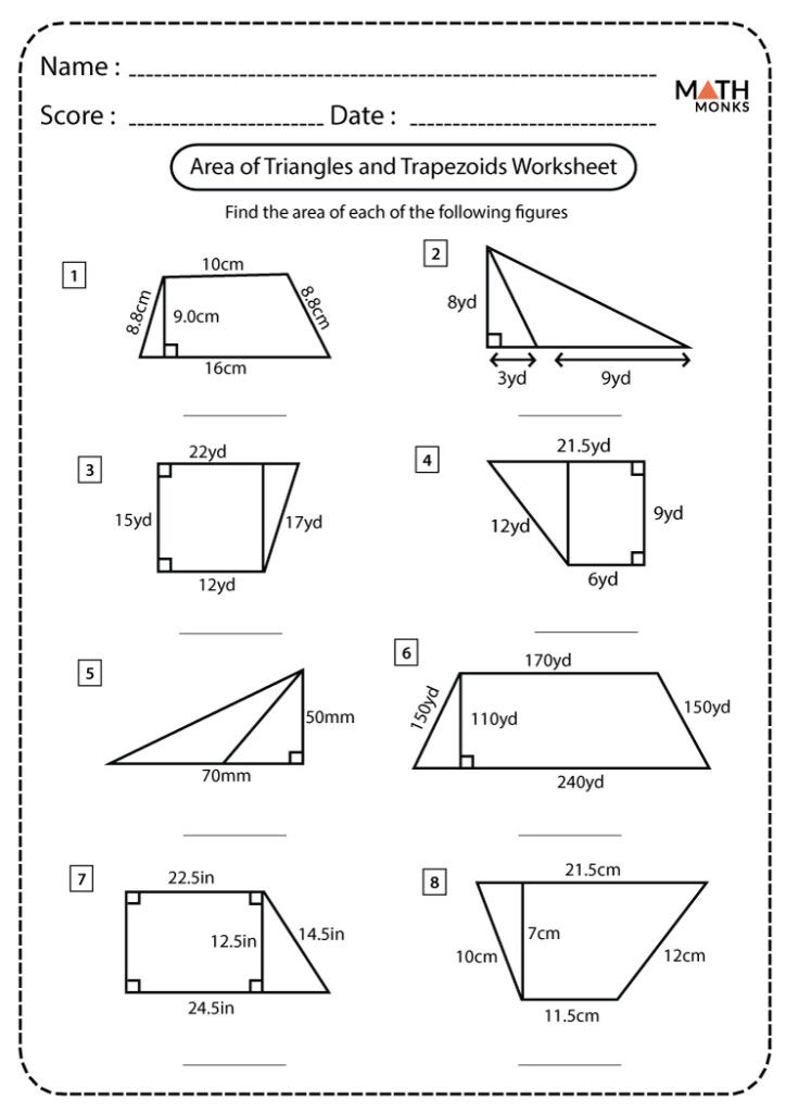 Area Of Triangles And Trapezoids Worksheets Math Monks ... Area Of Triangles And Trapezoids Worksheets Math Monks ...