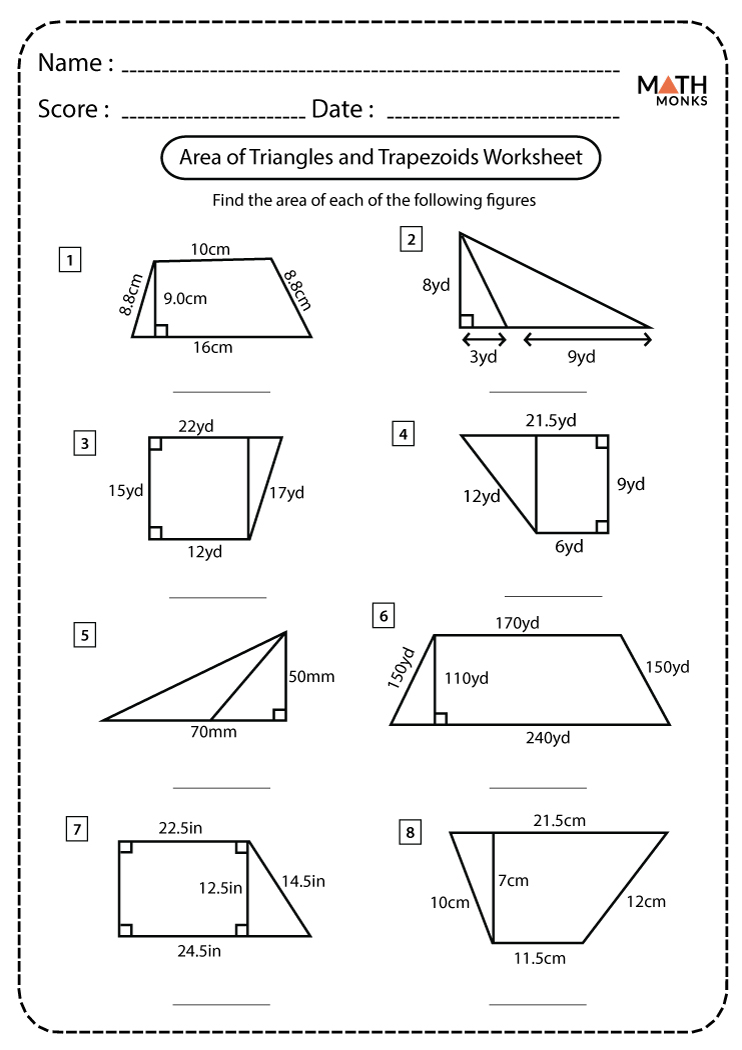 Area Of Triangles Trapezoids And Parallelograms Worksheet ... Area Of Triangles Trapezoids And Parallelograms Worksheet ...