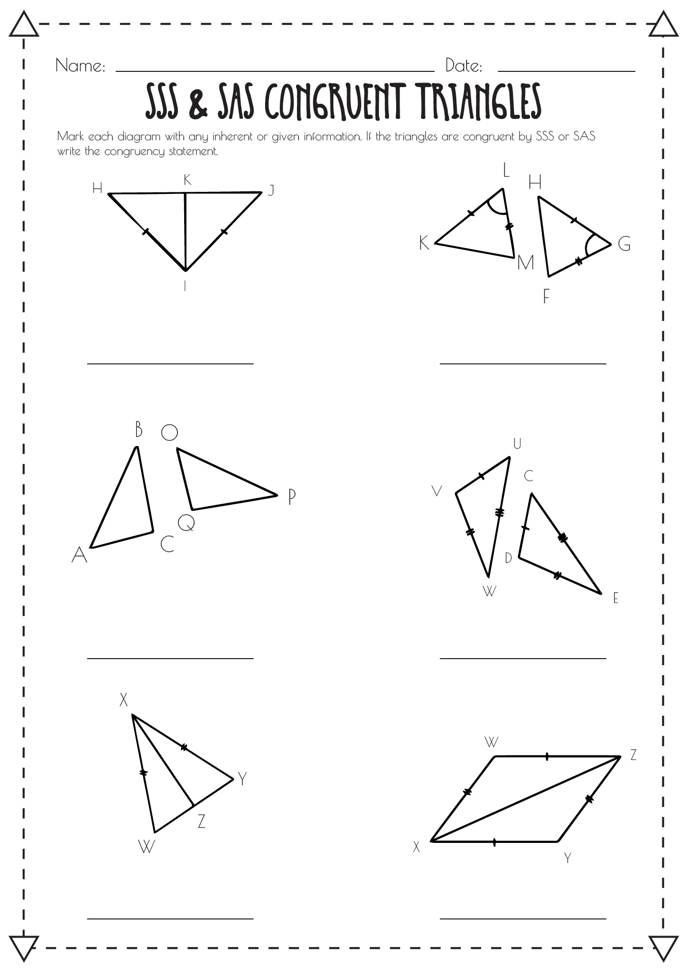 Triangle Congruence By Sss And Sas Worksheets Answers ... Triangle Congruence By Sss And Sas Worksheets Answers ...